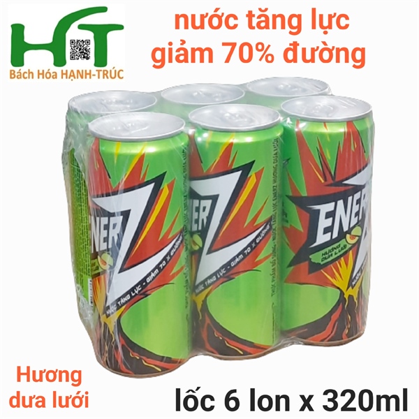 Nước Tăng Lực - giảm 70% Đường ENERZ Hương Dưa Lưới lon 320ml