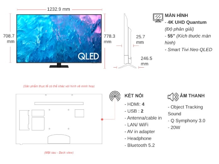 Smart Tivi QLED 4K 55 inch Samsung QA55Q70C 2023 - VIỆT NAM - ĐIỆN MÁY GIÁ KHO 247