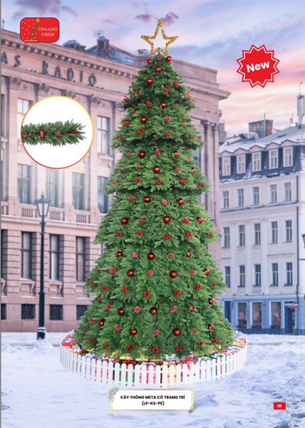 NOEL Cây thông Chaang Chiia META có trang trí LP-KS-PECX-6 cao 6 mét có chân xoay