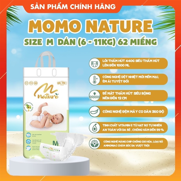 Bỉm Momo Nature Dán M62 (M.11)(N)