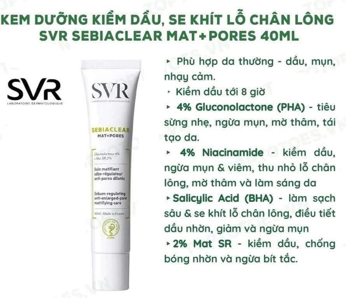 Kem dưỡng SVR mat+pores 40ml
